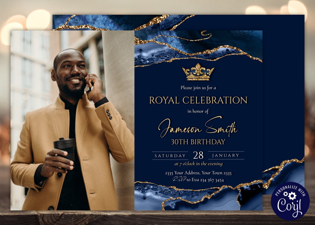 Editable Royal Birthday Party Invitation With Photo. Royal Celebration ...