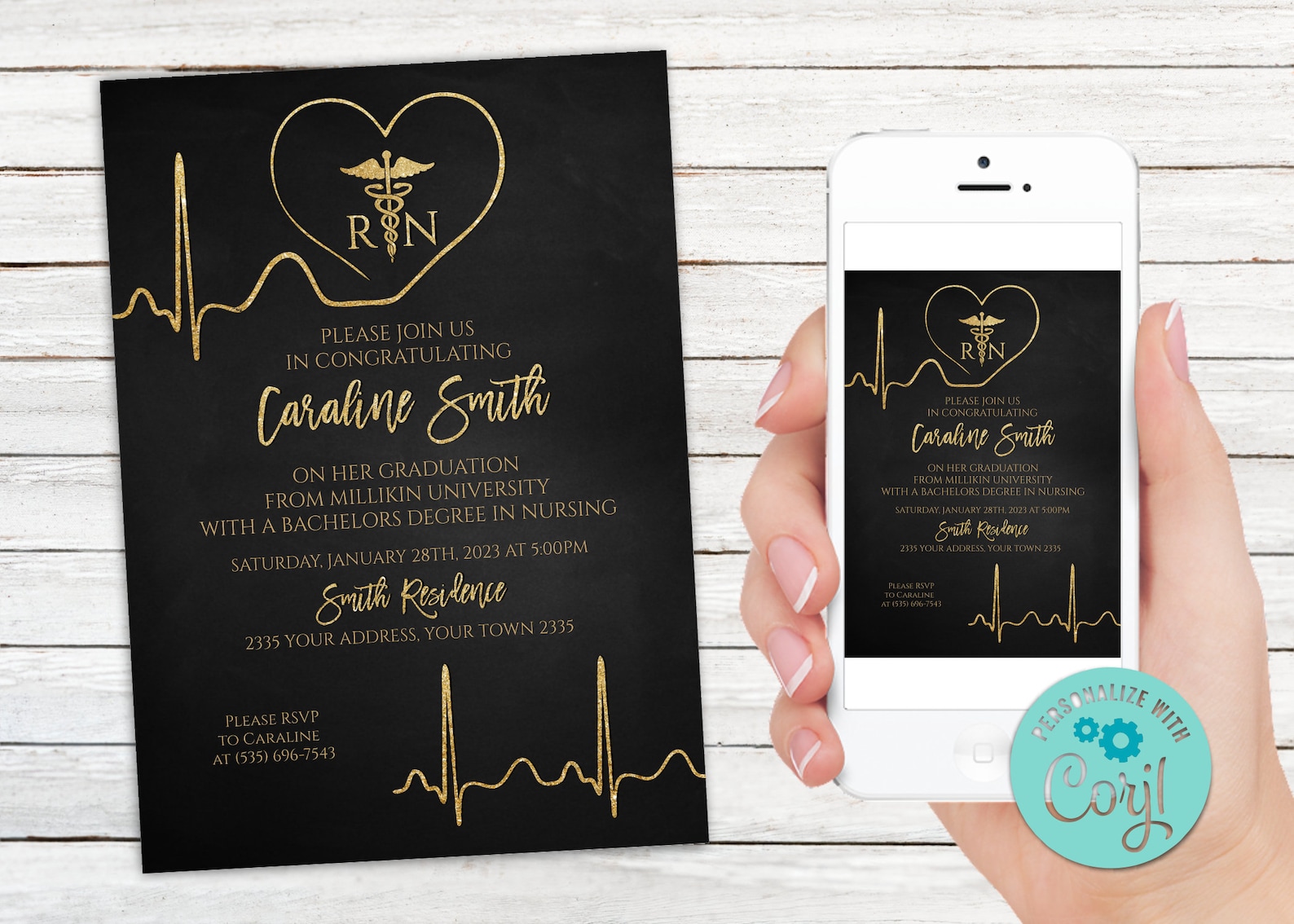 Editable Nursing Graduation Invitation. Registered Nurse - Etsy