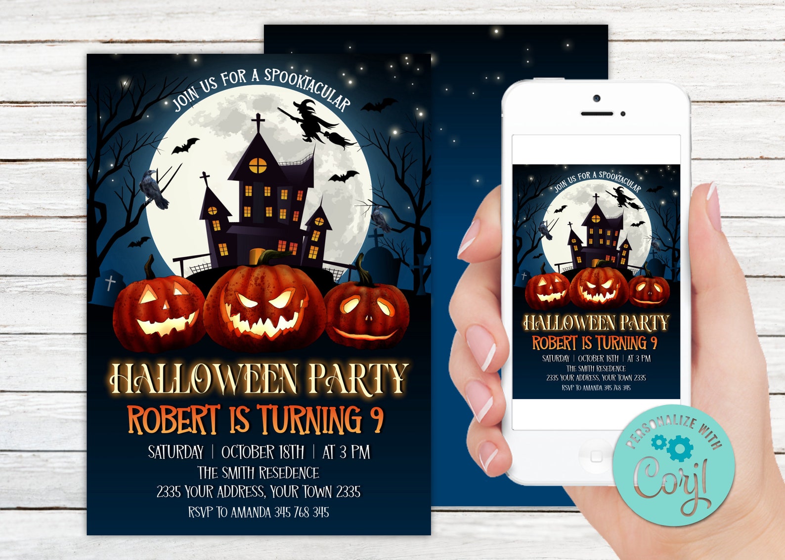Editable Halloween Birthday Invitation. Halloween Invitation for Kids. Any Age Birthday ...