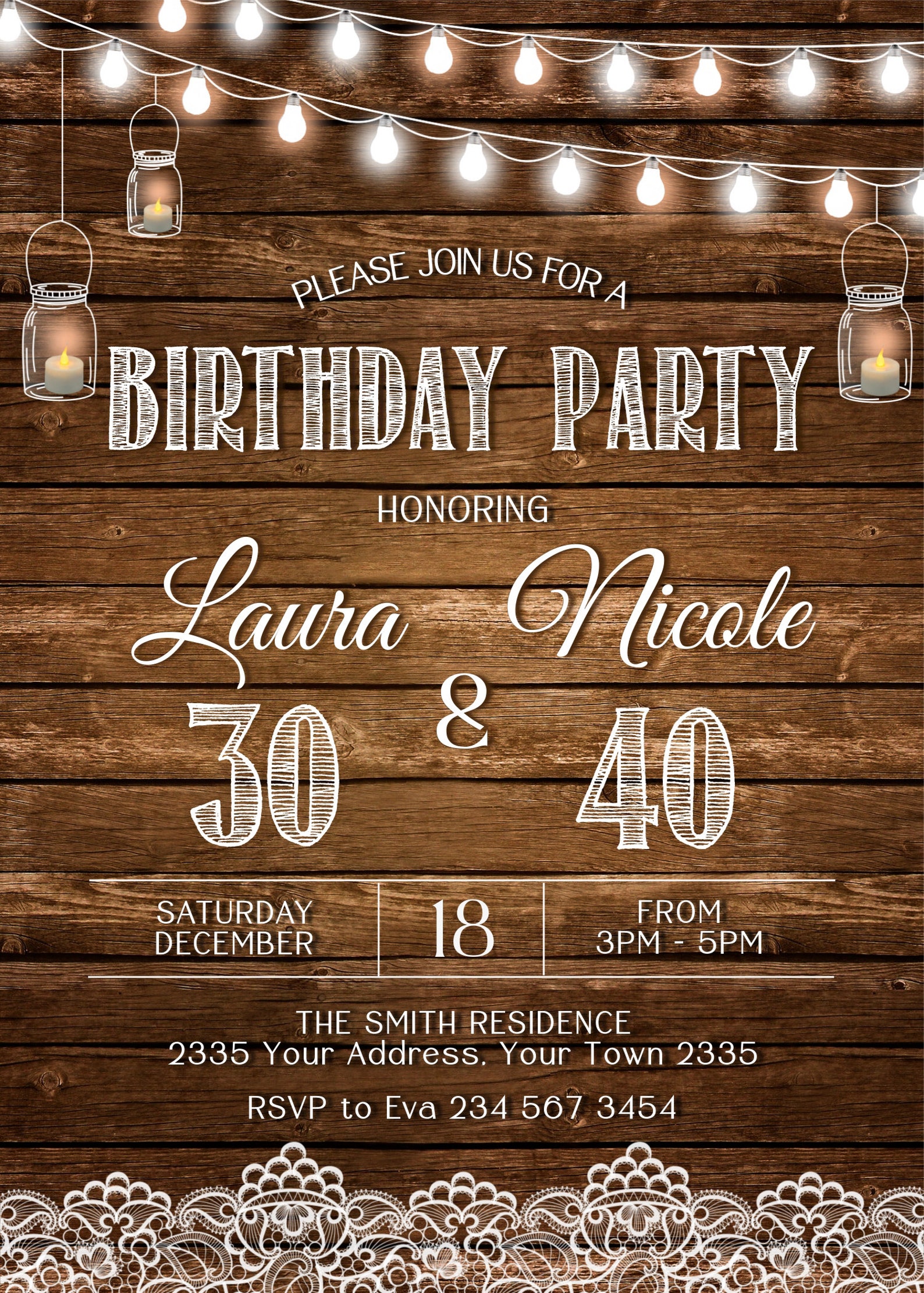 Editable Adult Joint Birthday Invitation. Joint Birthday Party - Etsy