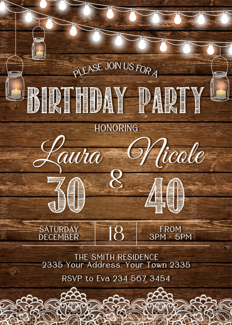 Editable Adult Joint Birthday Invitation. Joint Birthday Party - Etsy