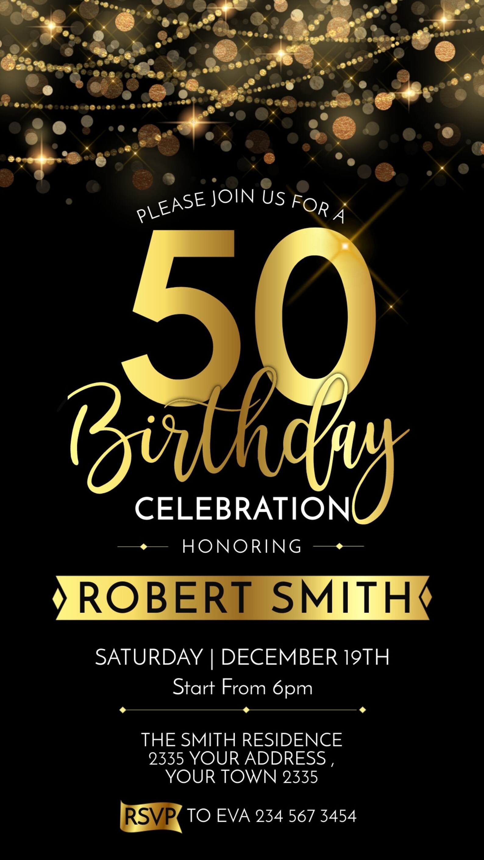 Electronic 50th Birthday Invitation. Editable Birthday - Etsy Australia