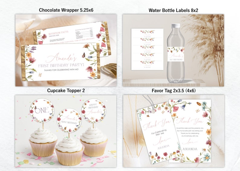 Editable Wildflower 1st Birthday Invitation Bundle. Wildflower First ...