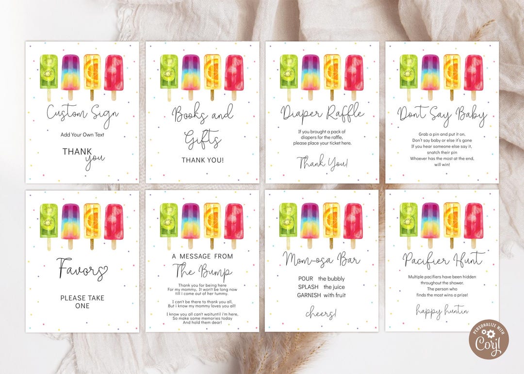 Editable Popsicle Baby Shower Sign Bundle. Ready to Pop Baby Shower ...