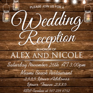 Wedding Reception Invitation. Rustic Wedding Reception | Etsy