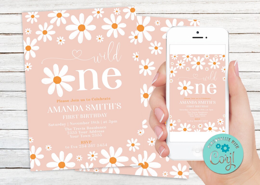 Editable Daisy Birthday Party Invitation. Daisy First Birthday ...