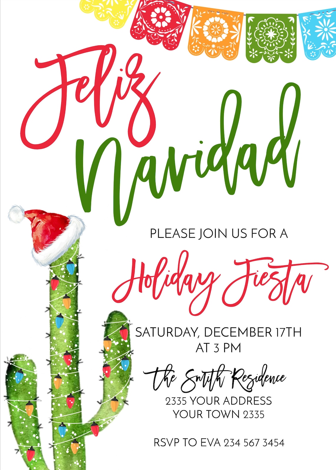 Editable Feliz Navidad Holiday Invitation. Feliz Navidad - Etsy