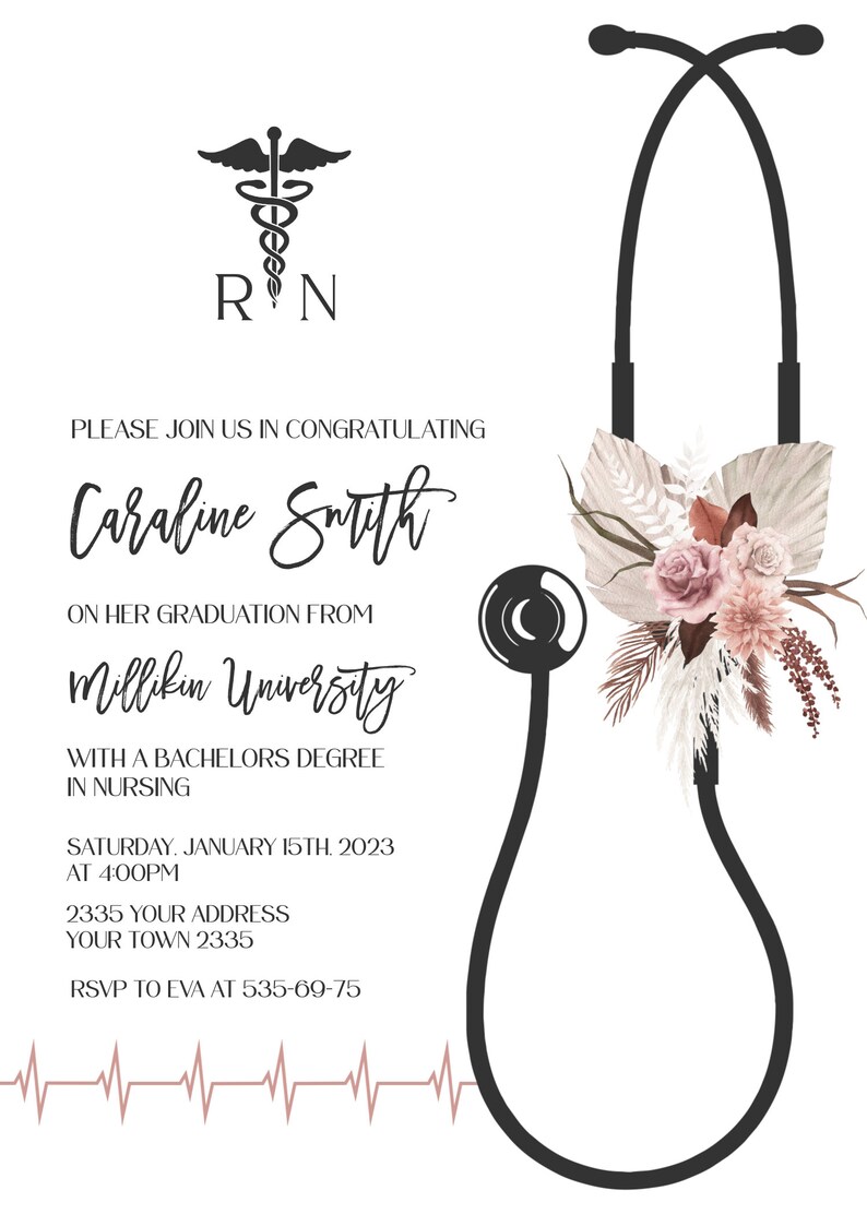 Editable Nursing Graduation Invitation. Registered Nurse - Etsy