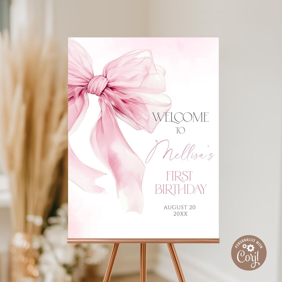 Editable Girls Just Wanna Be ONE Birthday Party Welcome Sign. Soft ...