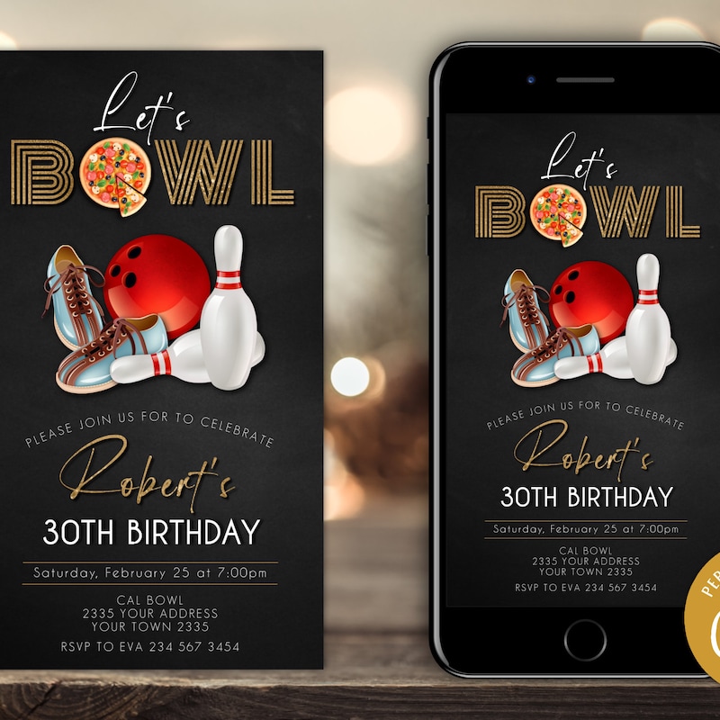 Bowling Invitations - Etsy