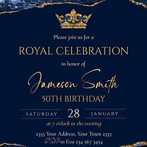 Editable Royal Birthday Party Invitation. Royal Celebration Invite ...