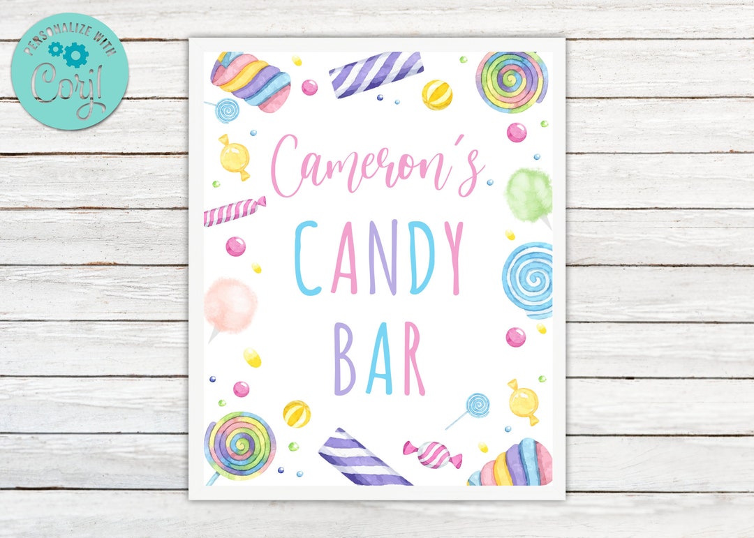 Editable Candy Bar Sign. Candy Shoppe Sign. Candy Birthday Party. Candy ...
