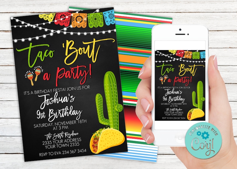 Editable Taco Bout a Party Invitation. Fiesta Birthday | Etsy