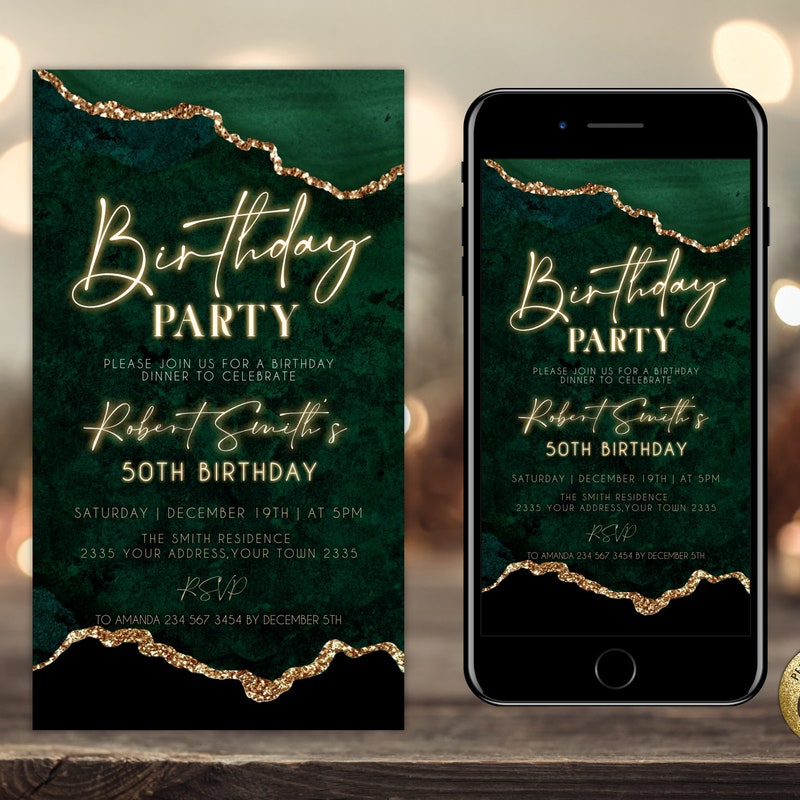 Green Party Invitations - Etsy