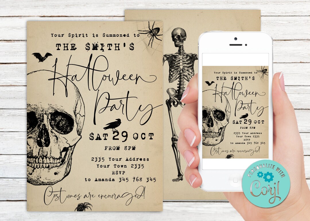 Editable Adult Halloween Invitation. Halloween Party. Spooky Halloween ...