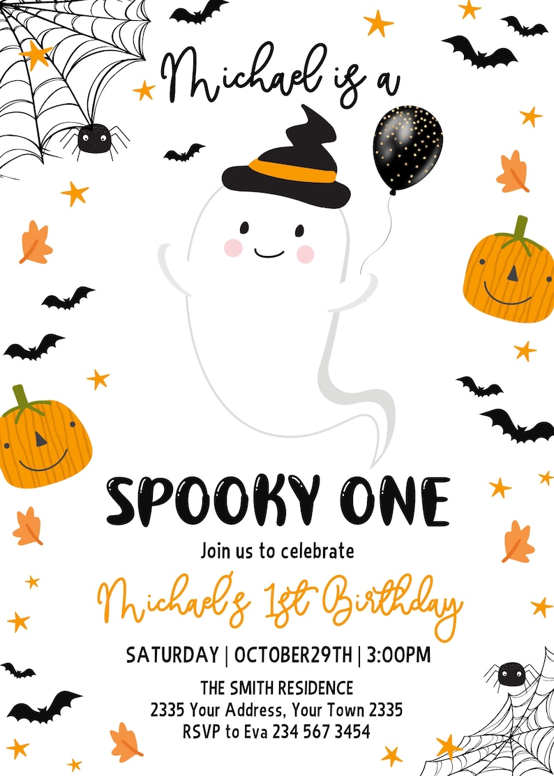 Editable Spooky One Birthday Invitation. First Birthday - Etsy