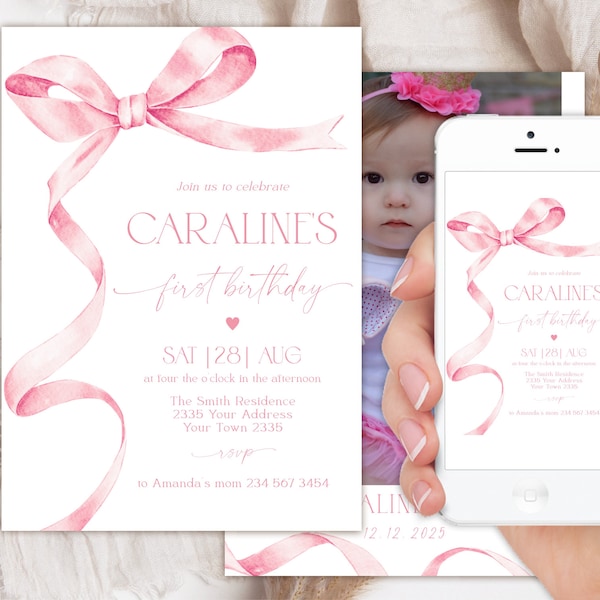 Dusty Rose Birthday Invitation - Etsy