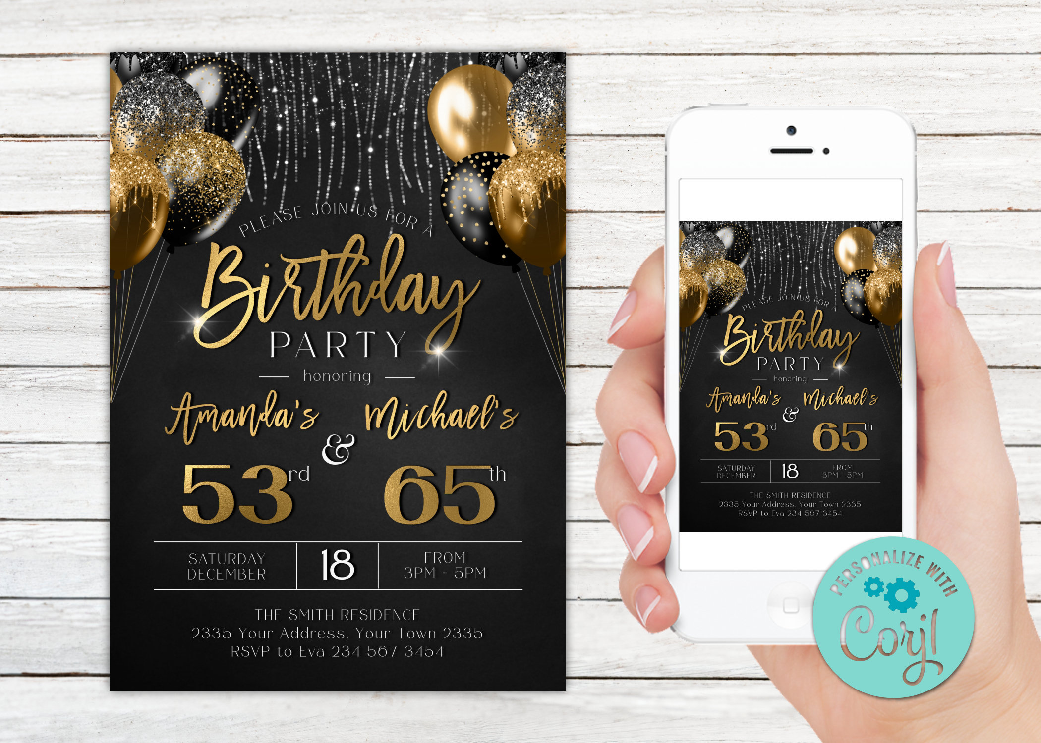 Editable Adult Joint Birthday Invitation. Joint Birthday Party - Etsy ...