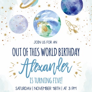 Editable Planet Birthday Invitation. Outer Space Invitation. Space ...