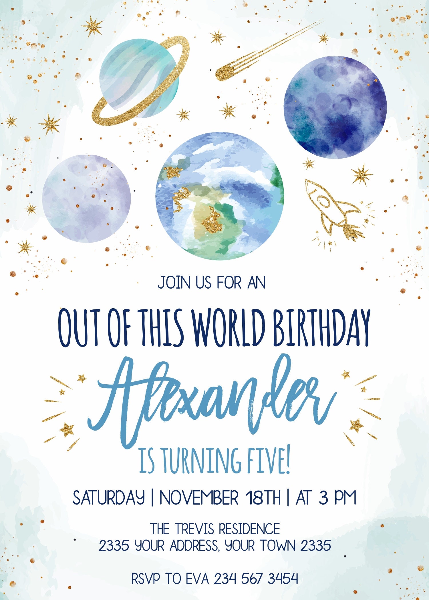 Editable Planet Birthday Invitation. Outer Space Invitation. | Etsy