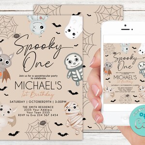 Editable Halloween Spooky One Birthday Invitation. Spooky One - Etsy