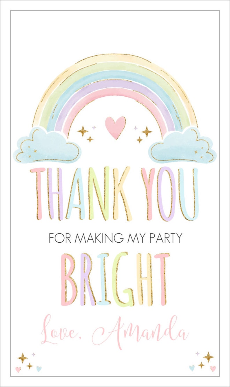 Editable Rainbow Thank You Card With Photo. Rainbow Thank You - Etsy