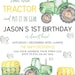 Editable Green Tractor, Bales of Hay Birthday Invitation. Tractor ...