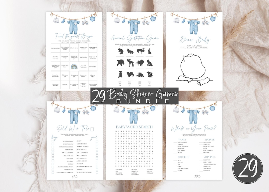 Boy Baby Shower Games Bundle, 29 Printable Activities (digital Download ...