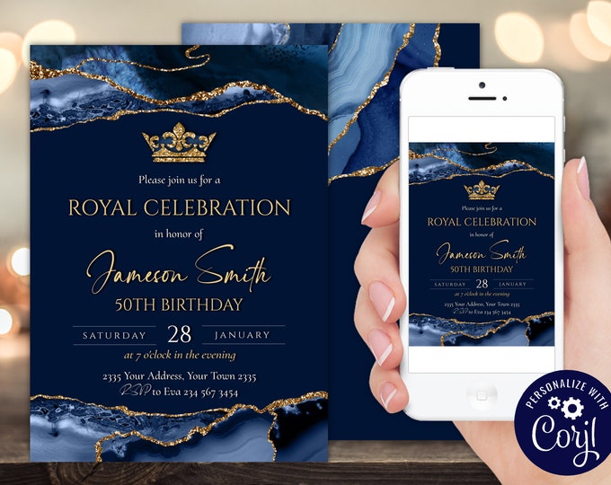 Editable Royal Birthday Party Invitation, Any Age King Prince Royal ...