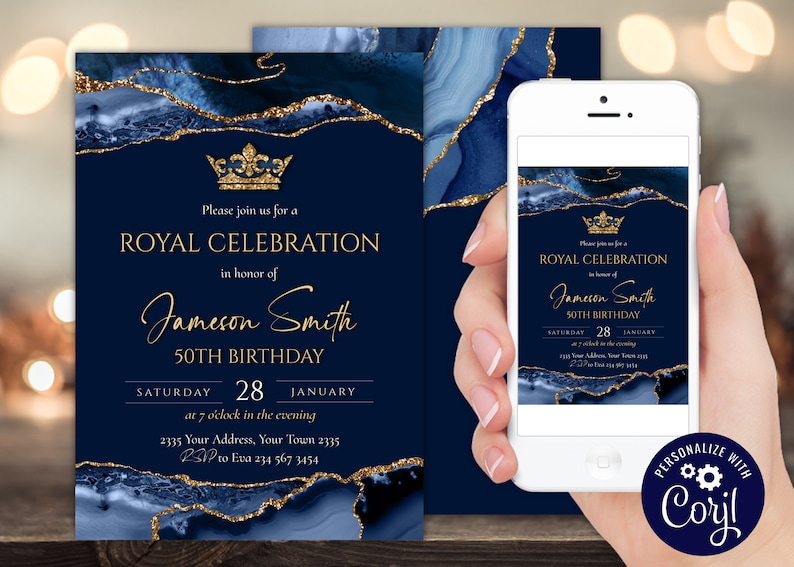Editable Royal Birthday Party Invitation. Royal Celebration Invite ...