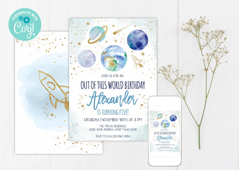 Editable Planet Birthday Invitation. Outer Space Invitation. - Etsy