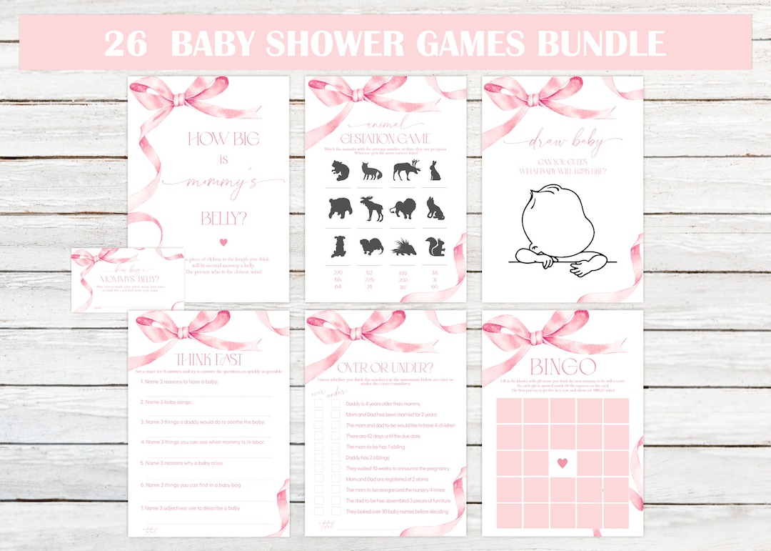 Editable Pink Bow Baby Shower Games Bundle. A Sweet Little Girl is on ...