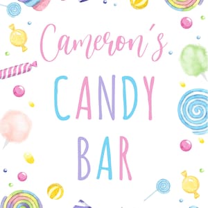 Editable Candy Bar Sign. Candy Shoppe Sign. Candy Birthday Party. Candy ...