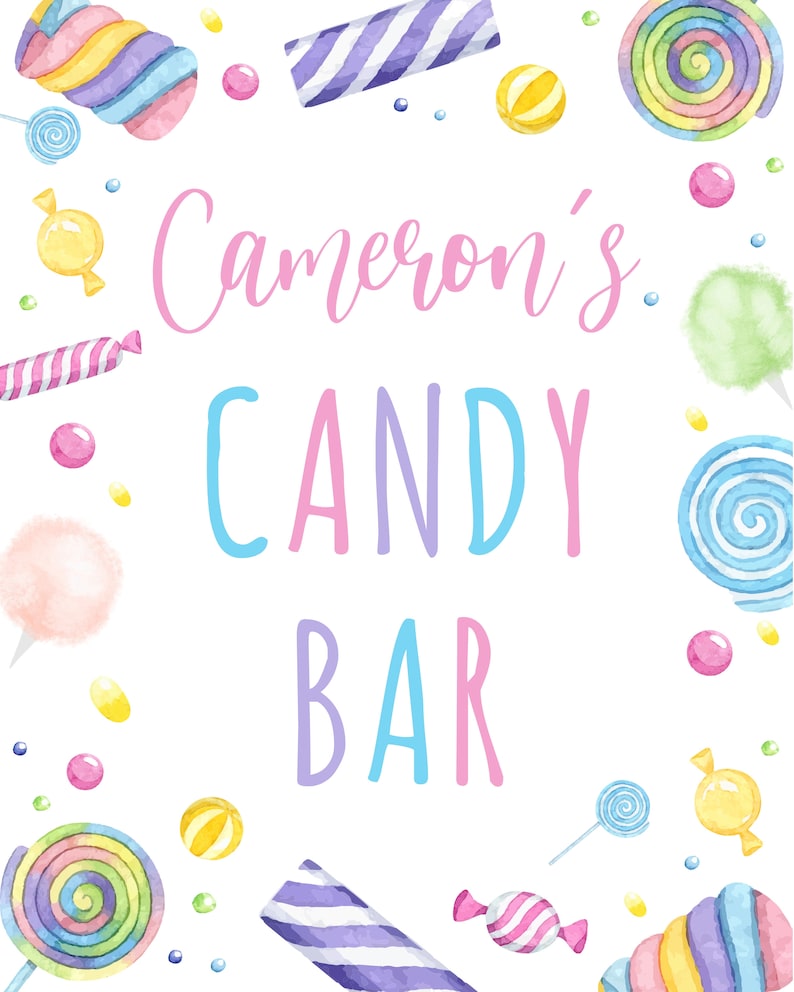 Editable Candy Bar Sign. Candy Shoppe Sign. Candy Birthday Party. Candy ...