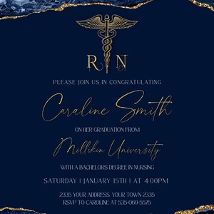 Editable Nursing Graduation Invitation. Registered Nurse Invitation. RN ...
