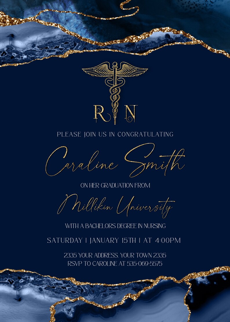 Editable Nursing Graduation Invitation. Registered Nurse - Etsy