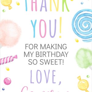 Editable Candy Land Birthday Favor Tag. Sweet Shoppe Thank You Tag ...