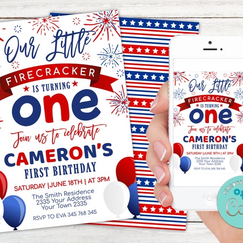 Our Little Firecracker is Turning One 1st Birthday 4th of - Etsy