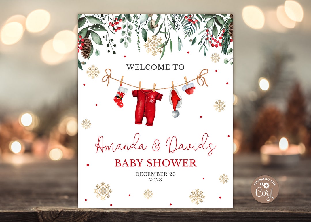 Editable Santa Baby Shower Welcome Sign. Santa Baby Clothes Welcome ...