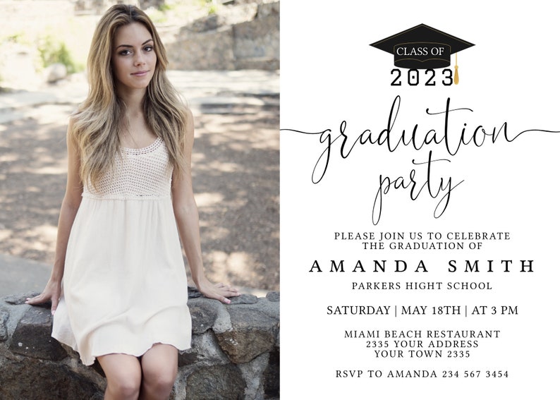 Editable Graduation Party Invitation With Photo. Graduation - Etsy