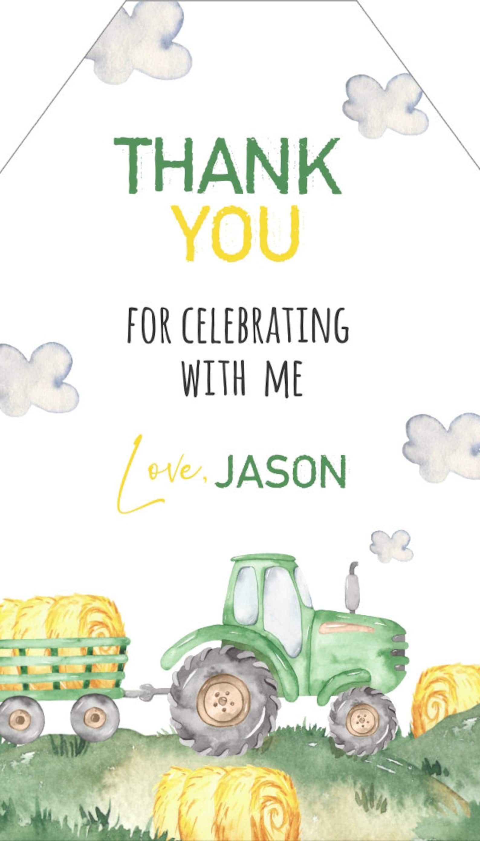 Editable Green Tractor, Bales of Hay Birthday Invitation. Tractor ...