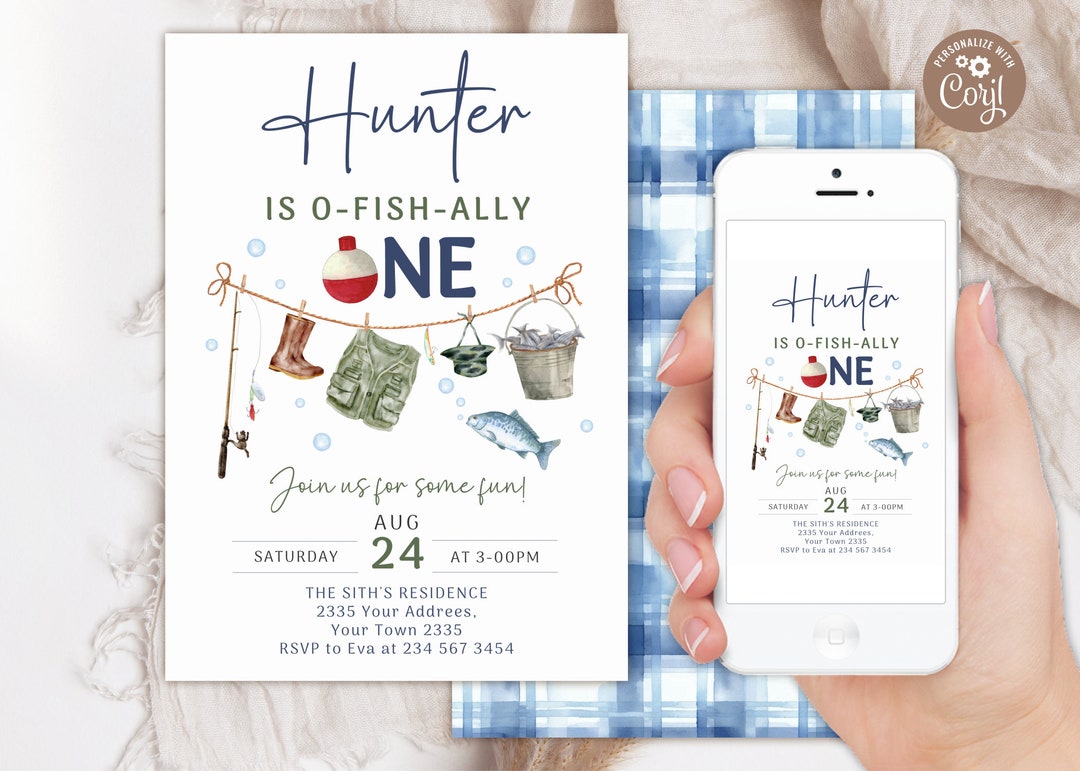 Editable Fishing First Birthday Party Invitation. Fishing Invite ...