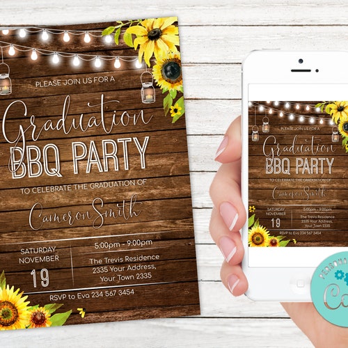 EDITABLE Graduation BBQ Invitation Graduation Party Template - Etsy