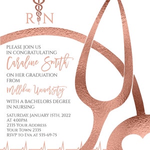 Editable Nursing Graduation Invitation. Registered Nurse Invitation. RN ...