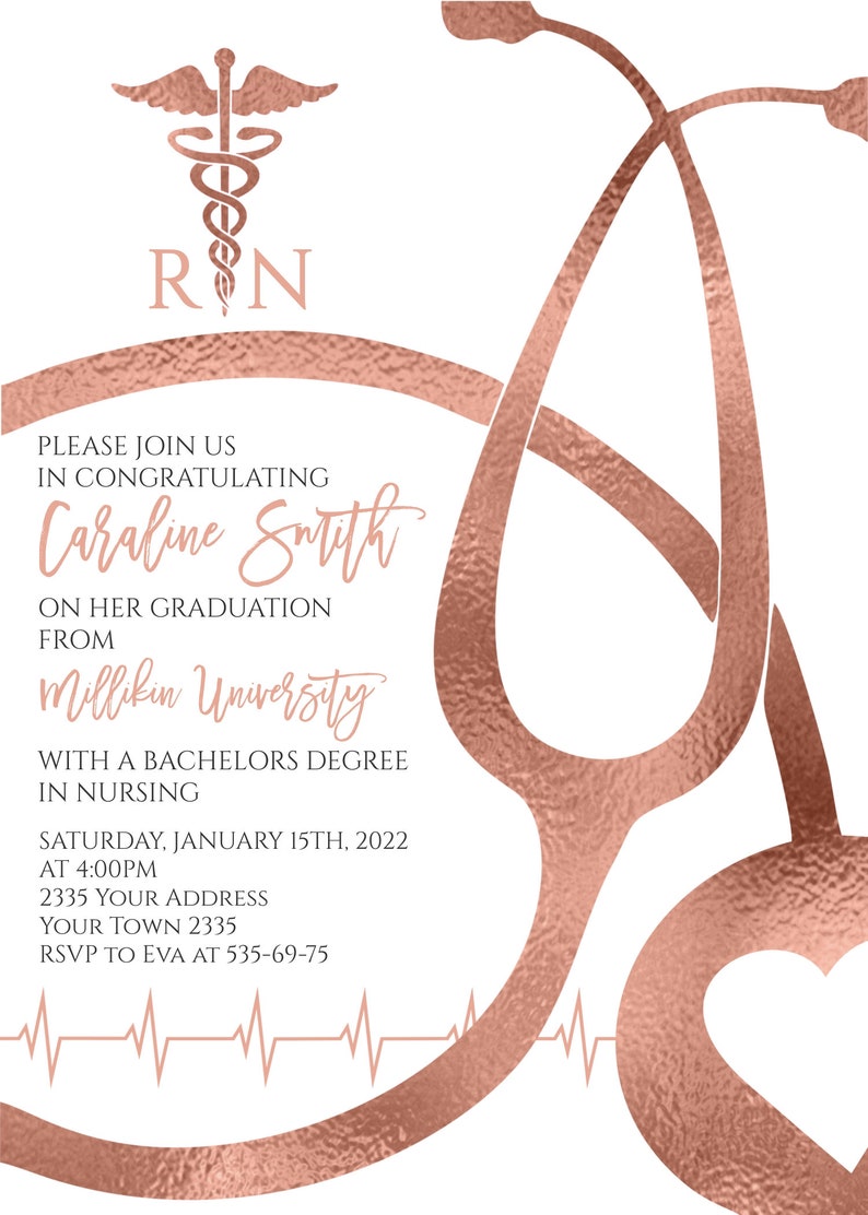 Editable Nursing Graduation Invitation. Registered Nurse - Etsy