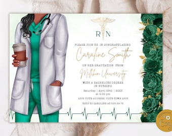 Editable Nursing Graduation Invitation. Registered Nurse - Etsy