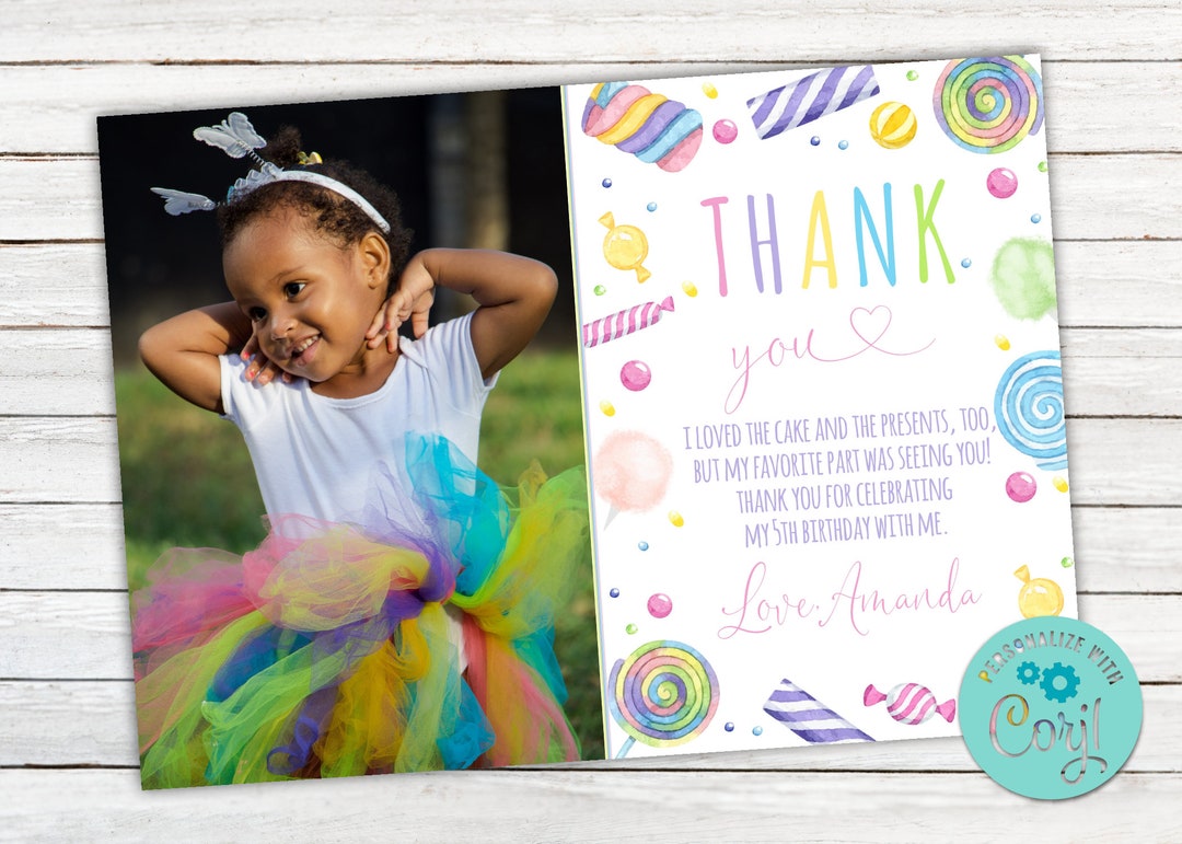 Editable Candy Land Photo Thank You Card (digital) - Etsy
