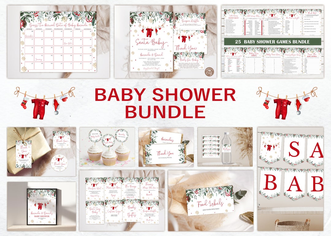 Editable Santa Baby Shower Bundle. Santa Baby Clothes Set. Santa Baby ...