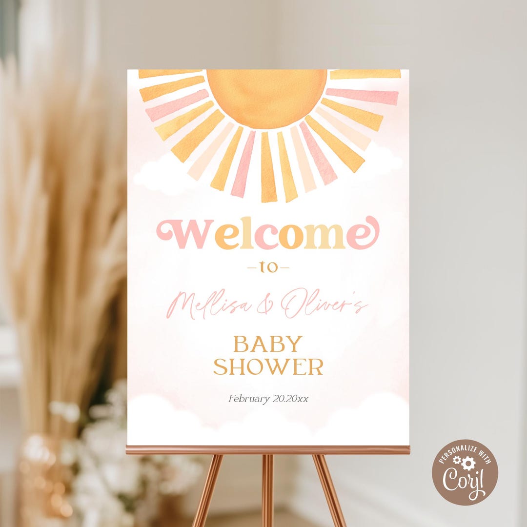 Editable A Little Ray of Sunshine Welcome Sign. Sunshine Baby Shower ...