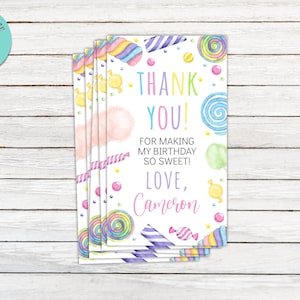 Editable Candy Land Birthday Favor Tag. Sweet Shoppe Thank You Tag ...